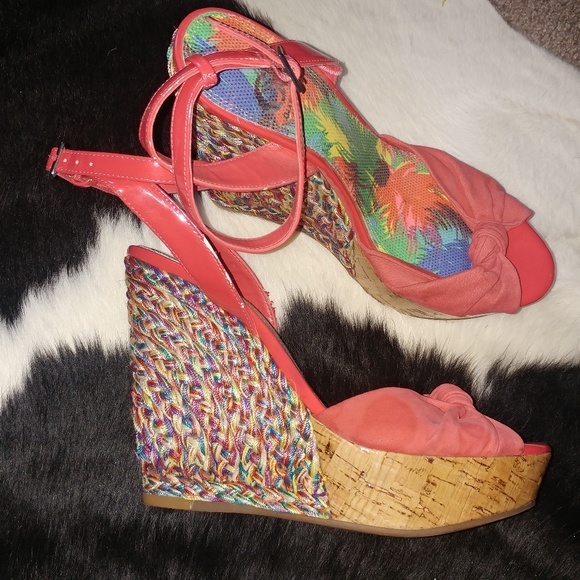 Gianni Bini | Shoes | New Gianni Bini Pink Miami Vacation Woven Rainbow ...